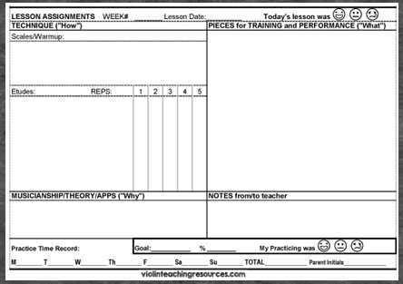 Practice Assignment Printable | Violin Teaching Resources